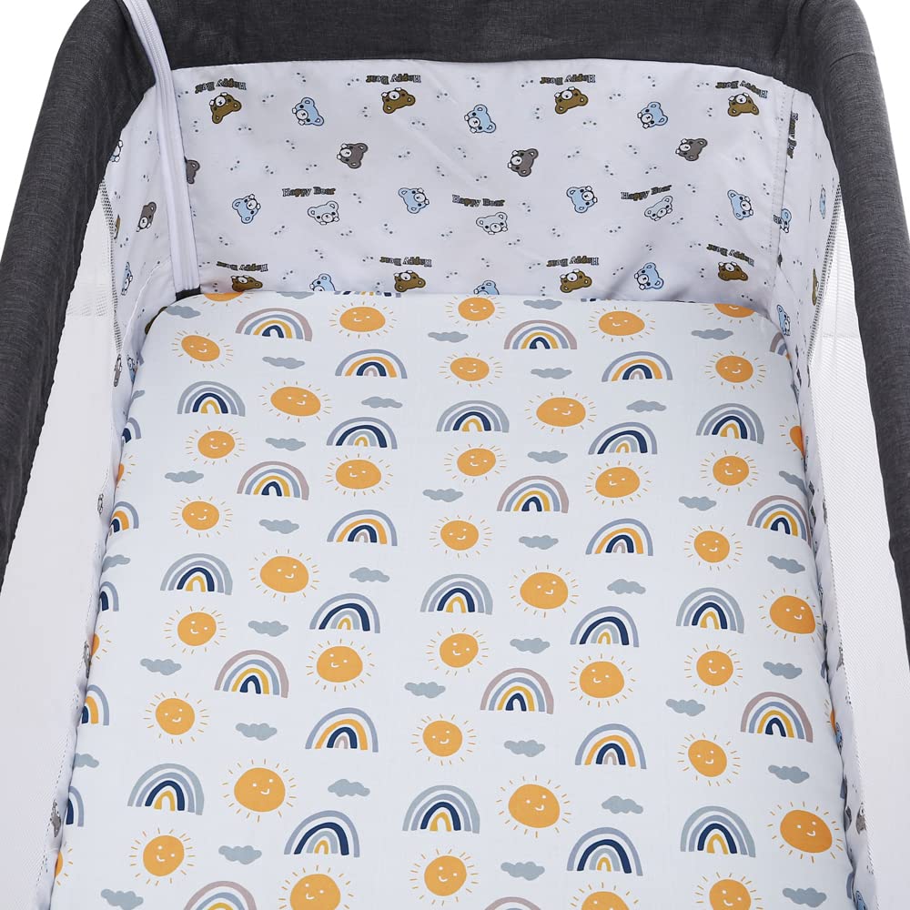 Tontukatu Bassinet Sheet Set 4 Pack Snug Fitted Cradle Fitted Sheets, Stretchy Ultra Soft, for Oval Rectangle Hourglass Bassinet Mattress, Unisex Boy Girl, Sun/Forest Deer/Space/Dinosaur