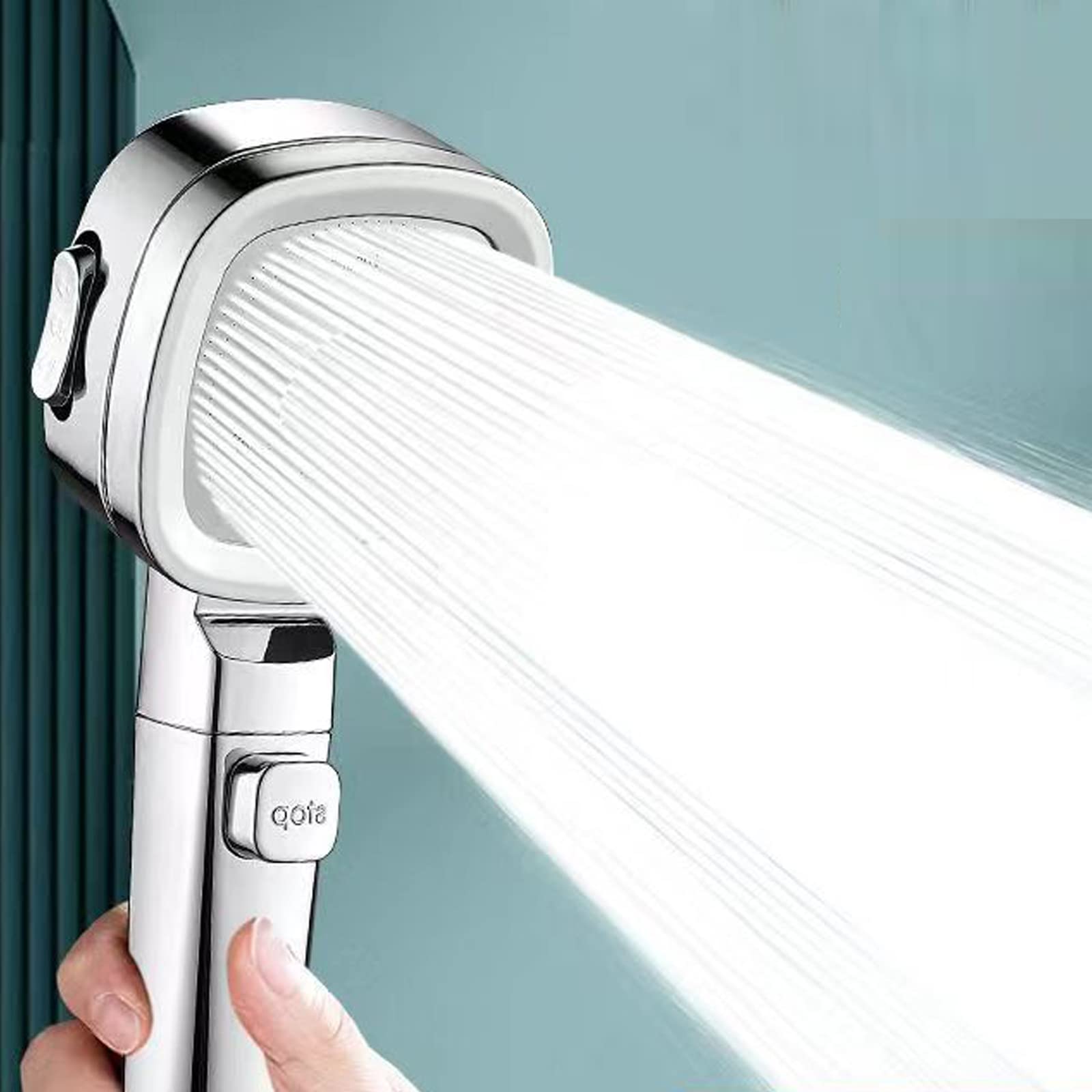 IOUHAPPY High Pressure 4-mode Handheld Shower Head Filtered Shower Head, One-key Stop Water Shower Heads with Handheld Spray, Extra Long 79 Inch Stainless Steel Hose, Wall & Overhead Brackets