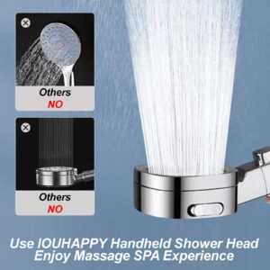 IOUHAPPY High Pressure 4-mode Handheld Shower Head Filtered Shower Head, One-key Stop Water Shower Heads with Handheld Spray, Extra Long 79 Inch Stainless Steel Hose, Wall & Overhead Brackets