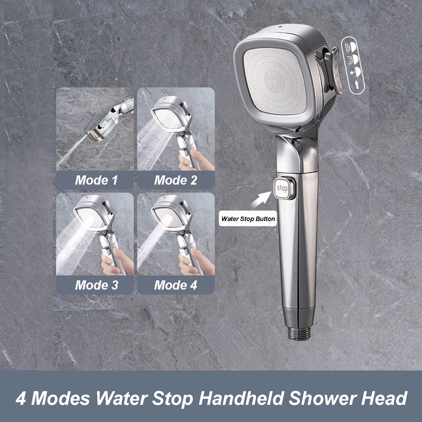 IOUHAPPY High Pressure 4-mode Handheld Shower Head Filtered Shower Head, One-key Stop Water Shower Heads with Handheld Spray, Extra Long 79 Inch Stainless Steel Hose, Wall & Overhead Brackets