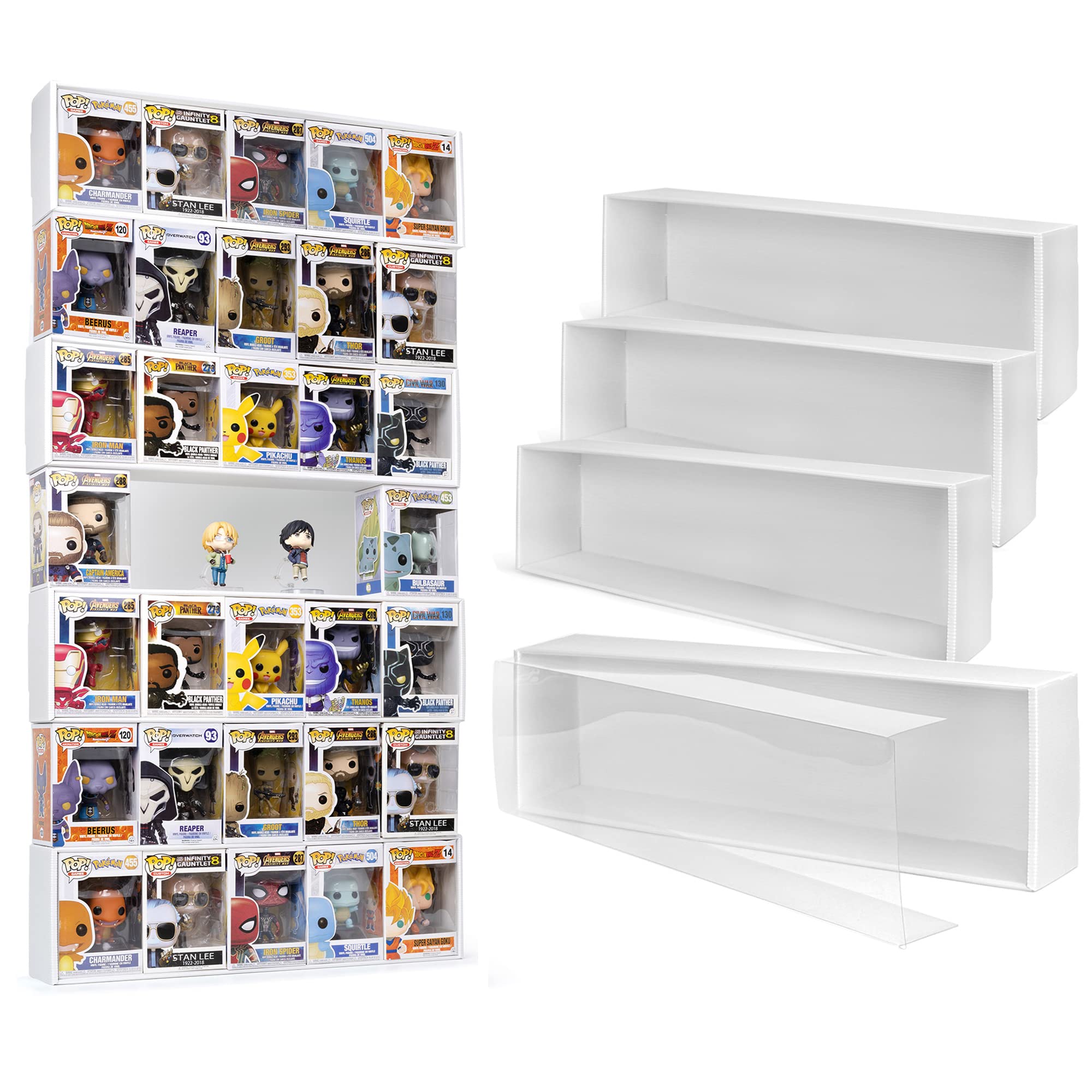 5X4 Version Display Case Compatible with Fnko Pop Boxes, Stackable 4 Single Row, with Transparent Cover to Protect Your Collection Against Dust (Holds 20 Pops)