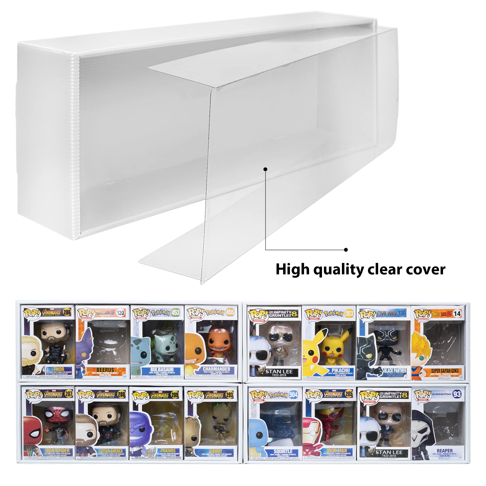 4X4 Version Display Case Compatible with Fnko Pop Boxes, Stackable 4 Single Row, with Transparent Cover to Protect Your Collection Against Dust (Holds 16 Pops)