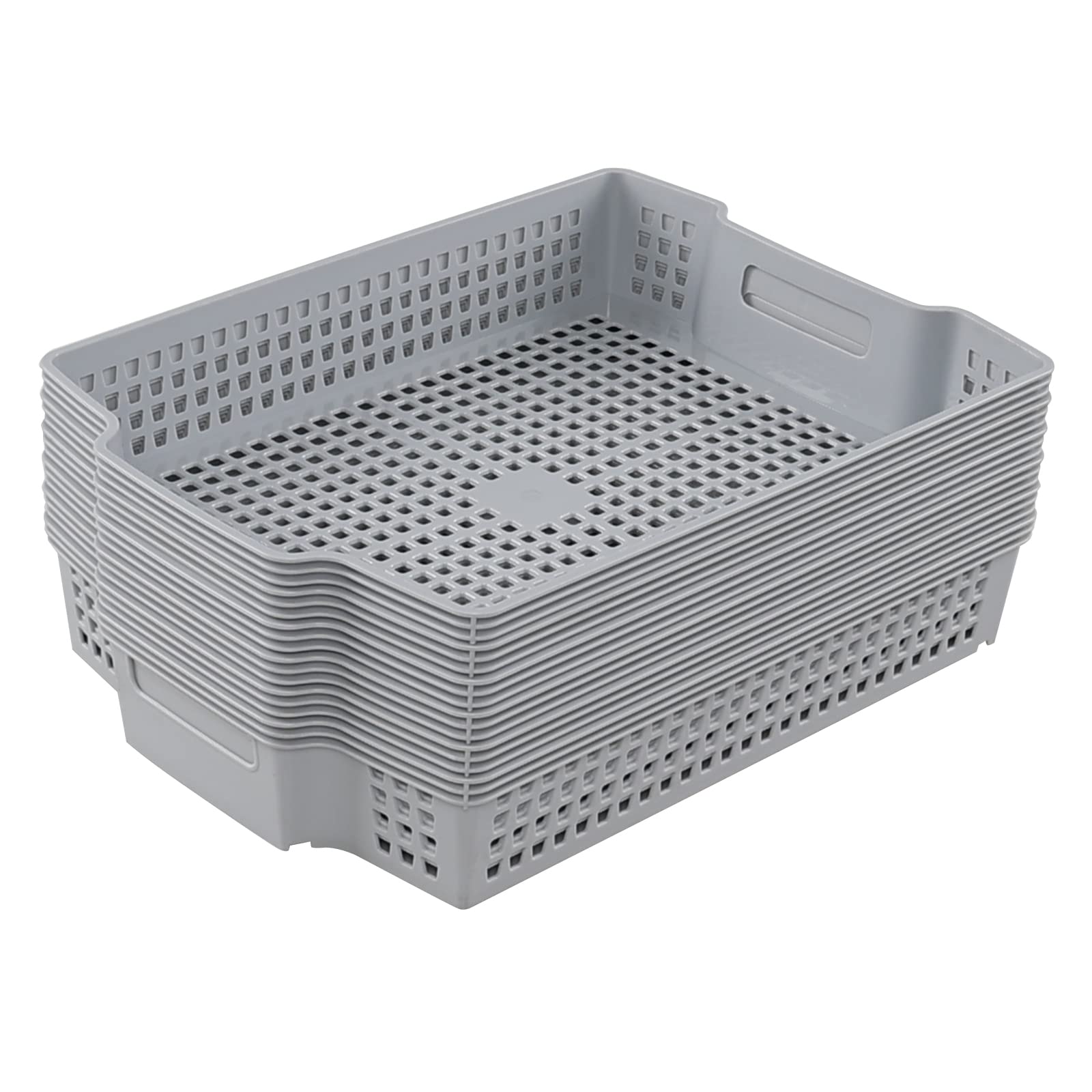 Ramddy 6 Pack Stacking A4 Paper Storage Basket Tray, Grey