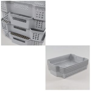 Ramddy 6 Pack Stacking A4 Paper Storage Basket Tray, Grey