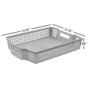 Ramddy 6 Pack Stacking A4 Paper Storage Basket Tray, Grey