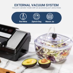 Vacuum Sealer, 85Kpa High-Suction, Multi-Functional Machine 9-in-1 for Dry & Moist Food Storage, Built-in Cutter, Roll Storage, Handle Lock, LED Indicator, Starter Kit (Bags&Roll, Air Hose)