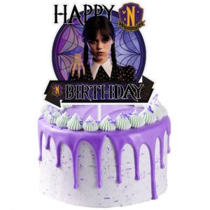 wednesday birthday cake topper, wednesday addams cake topper, wednesday horror tv theme birthday party decorations