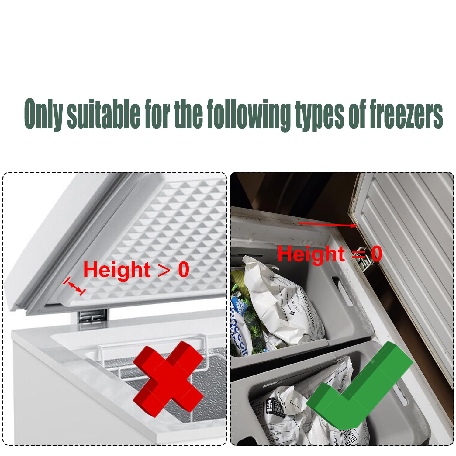 Yatmung Adjustable Freezer Baskets for Chest Freezer Deep Freezer Organizer Bins Expandable - Universal Freezer Storage Bins with Handle - Freezer Organization Accessories for Kitchen - Gray, 2-PACK