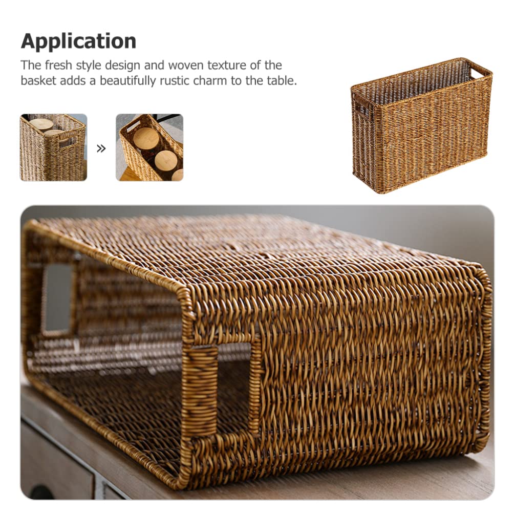 Yardwe Jewelry Tray Magazine Newspaper Basket Wicker Baskets for Narrow Woven Basket Trash Basket Sundries Basket Sundries Holder Girl Toilet Paper Holder Plastic Japanese-style Child