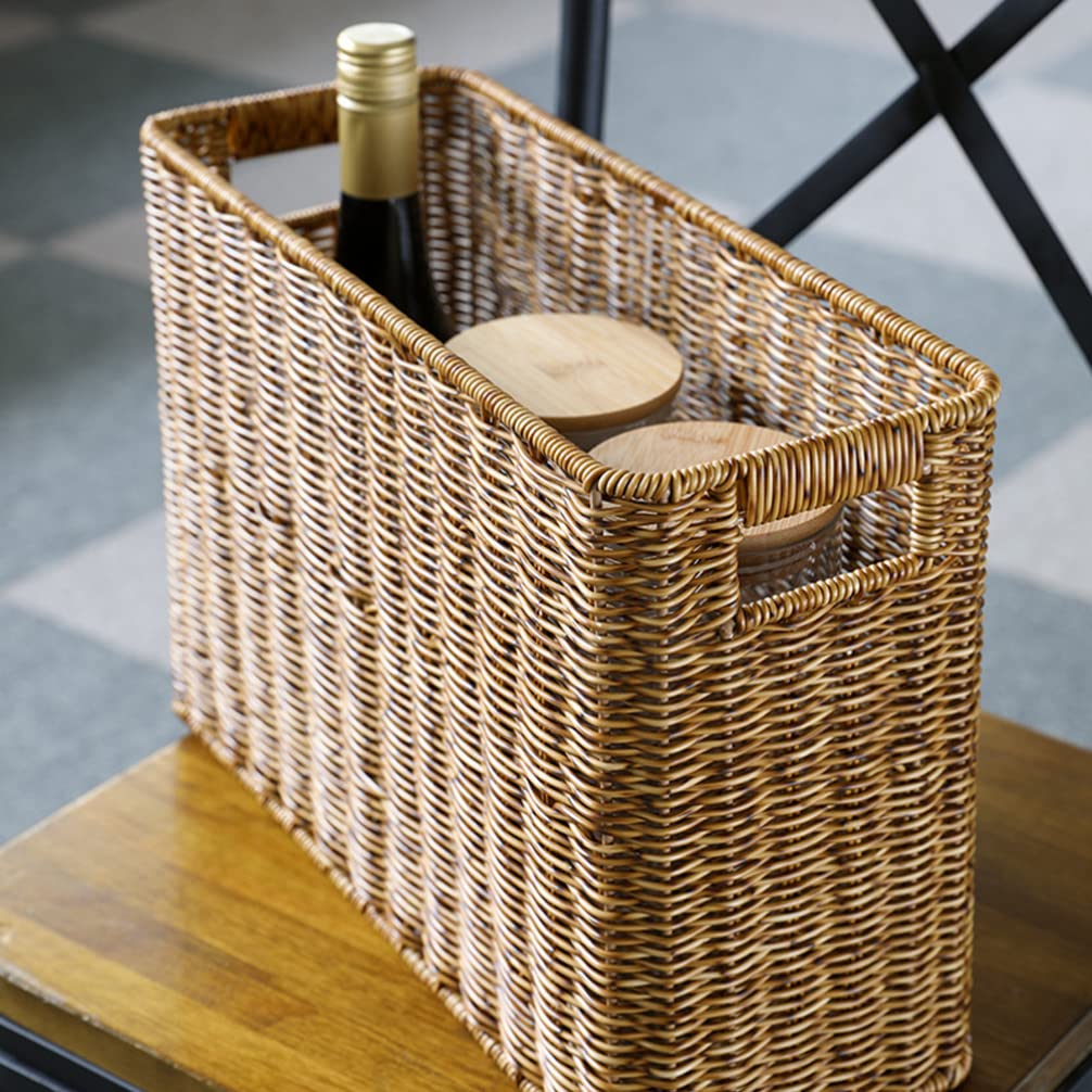 Yardwe Jewelry Tray Magazine Newspaper Basket Wicker Baskets for Narrow Woven Basket Trash Basket Sundries Basket Sundries Holder Girl Toilet Paper Holder Plastic Japanese-style Child