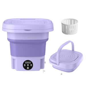 Chpbolly Portable Washing Machine, Mini Foldable Washer and Spin Dryer Small Foldable Bucket Washer, Suitable for Apartment Dorm,Travelling，Best Gift Choice (Purple-8 L)(01)