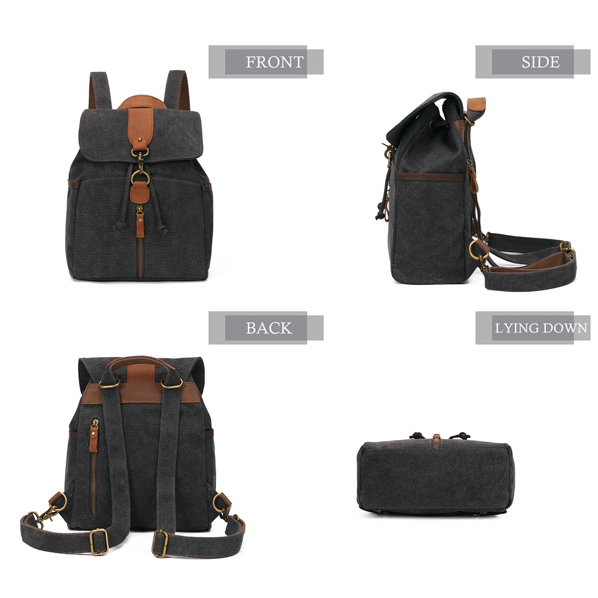 KL928 Canvas Backpack - Casual Daypack Vintage Outdoor Travel Rucksack Hiking Backpacks for Men Women