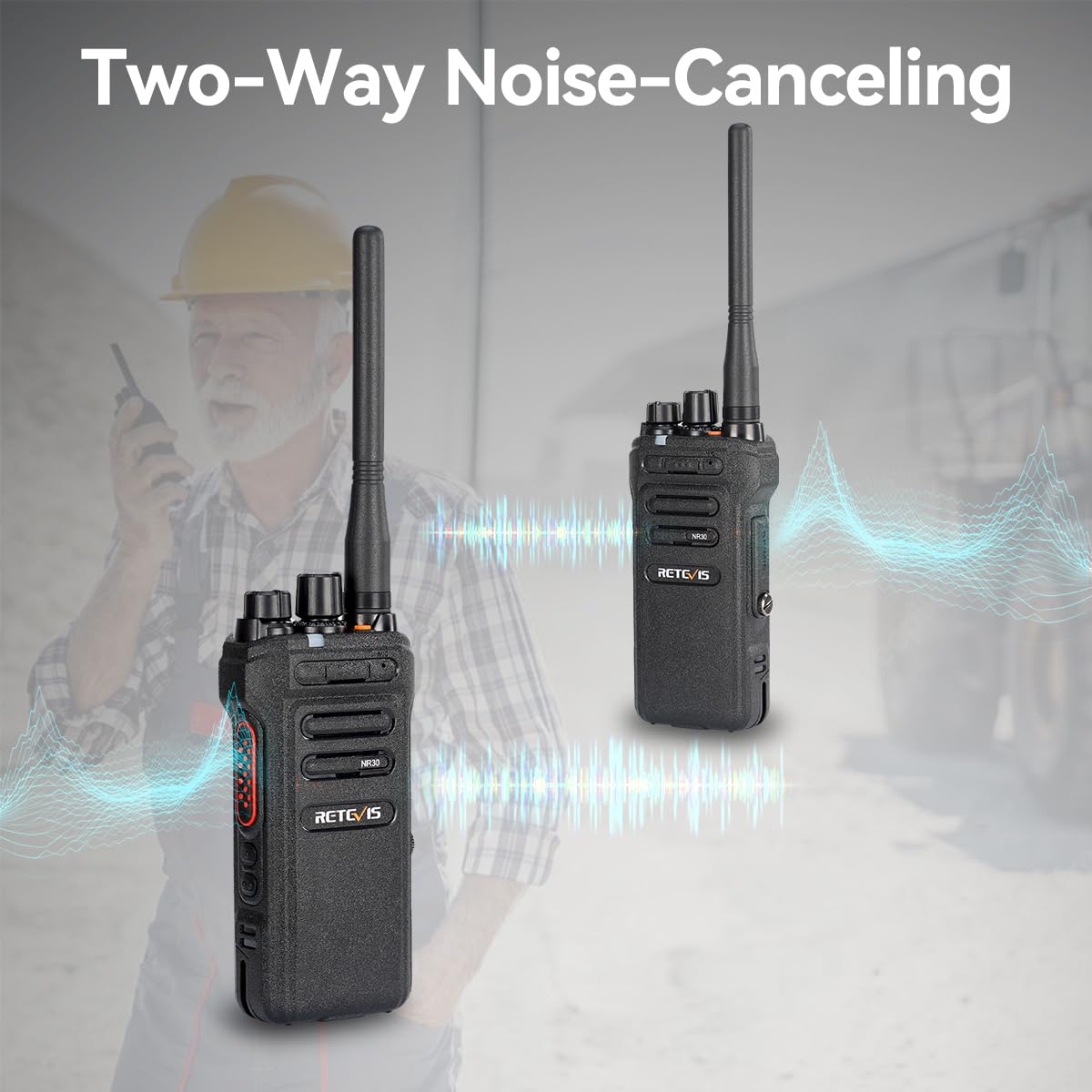 Retevis NR30 2 Way Radio Long Range, Waterproof Walkie Talkies with Mic, High Power Two Way Radios, Noise Cancelling, Heavy Duty, for Manufacturing Contractor Supplier(4 Pack)