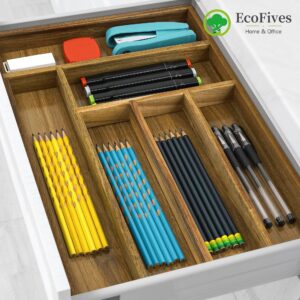 Acacia Drawer Cutlery Organizer 6 Slots + Bamboo Knife Block Organizer Storage for 16 Knives.