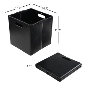 Leendines 4 Packs Collapsible Storage Cube, Plastic Foldable Cube Bins, Black