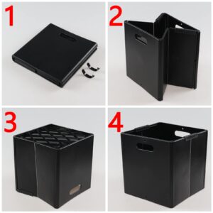 Leendines 4 Packs Collapsible Storage Cube, Plastic Foldable Cube Bins, Black