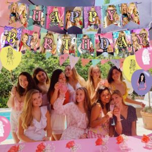 Hannah Singer Montana Party Decorations, Music Theme Birthday Party Supplies Includes Birthday Banner, Cupcake Toppers, Cake Topper, Latex Balloons for Kids Adults Fans Party Decor