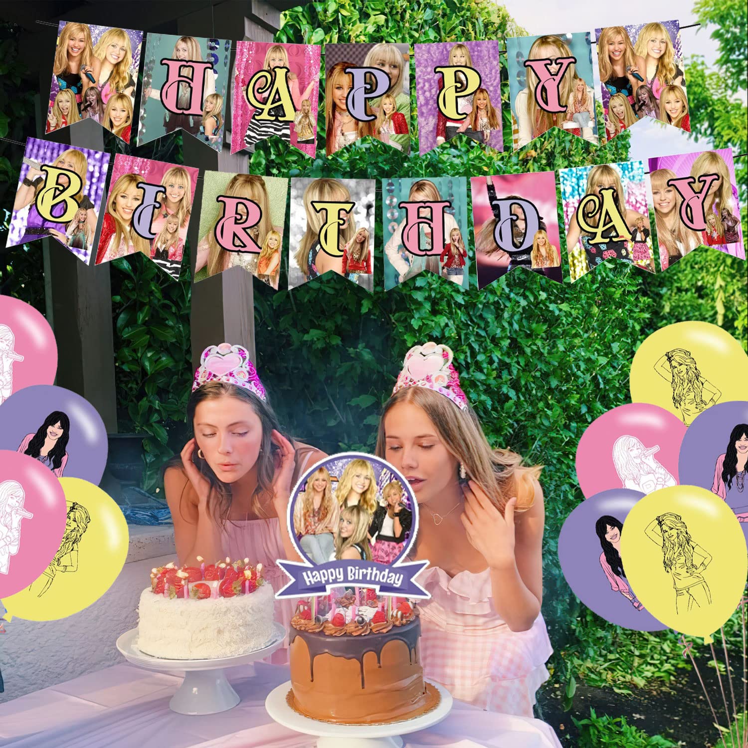 Hannah Singer Montana Party Decorations, Music Theme Birthday Party Supplies Includes Birthday Banner, Cupcake Toppers, Cake Topper, Latex Balloons for Kids Adults Fans Party Decor