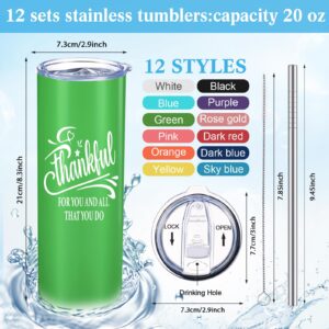 Sieral Employee Appreciation Gift Bulk Thank You Staff Gift 20 oz Stainless Steel Tumbler with Lid Inspirational Team Mug Gifts for Nurse Teacher Coworker Women Men(Positive, 12 Pcs)