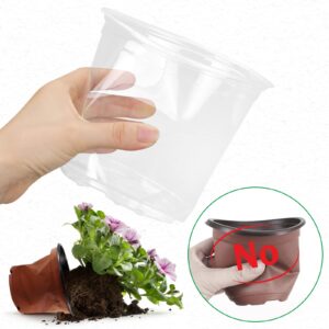 RAOOKIF 24 Pack 6/5/3.5 Inch Clear Nursery Pots with Drainage Holes, Transparent Nursery Pots Variety Pack, Flexible Plastic Nursery Pots for Plants, Garden Flower Pot