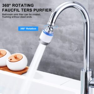 YOTAN Sink Filter Water Faucet, Universal 360 ° Rotating Bathroom Sink Filter, Kitchen Faucet Water Filter-Removes Lead Sediments Heavy Metals Hard Water for Home Kitchen & Bathroom (3 Pcs)