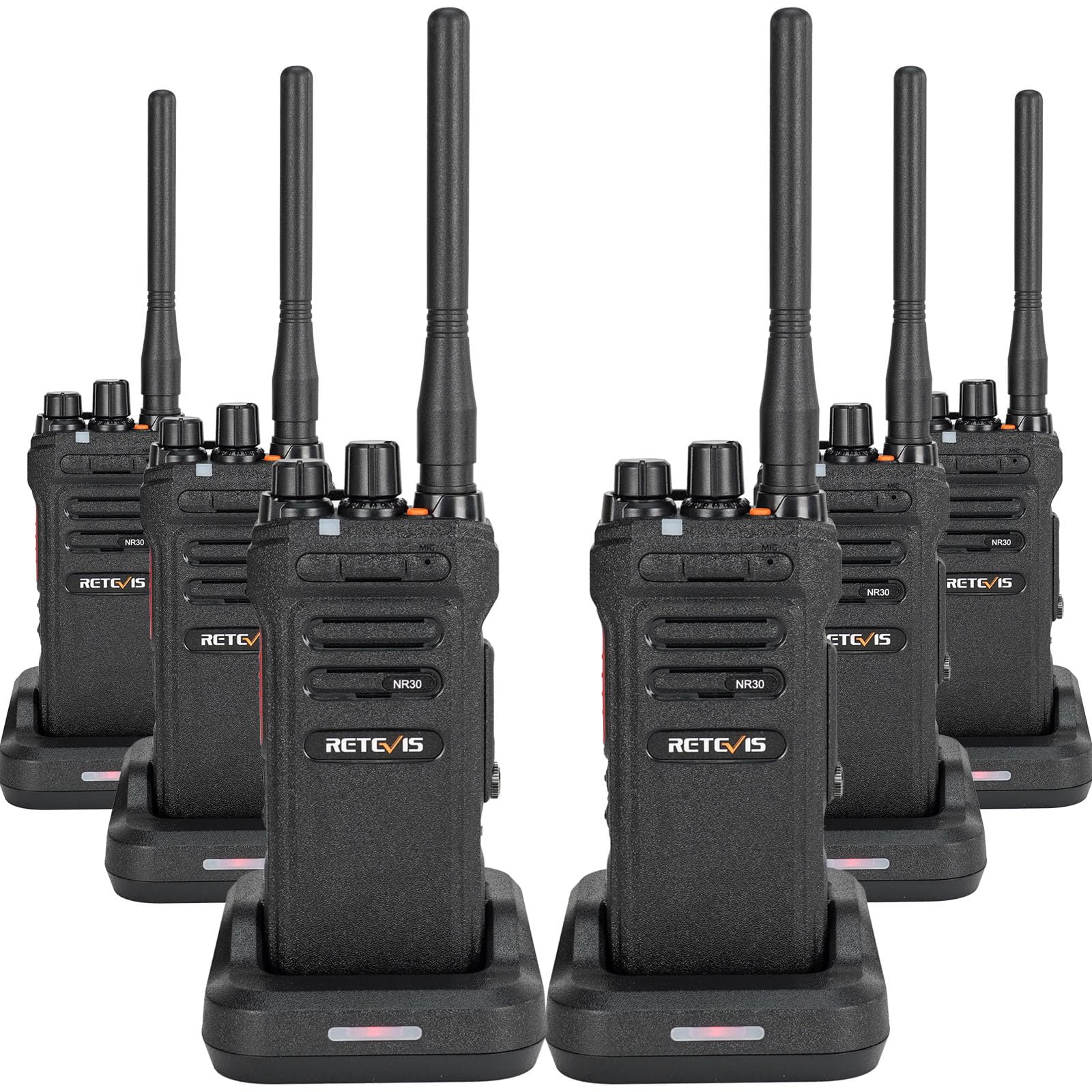 Retevis NR30 Two Way Radios Long Range, IP67 Waterproof Walkie Talkies Adults, Noise Cancelling, 700,000 sq. ft/50 Floor Range 2 Way Radio Set (6Pack)