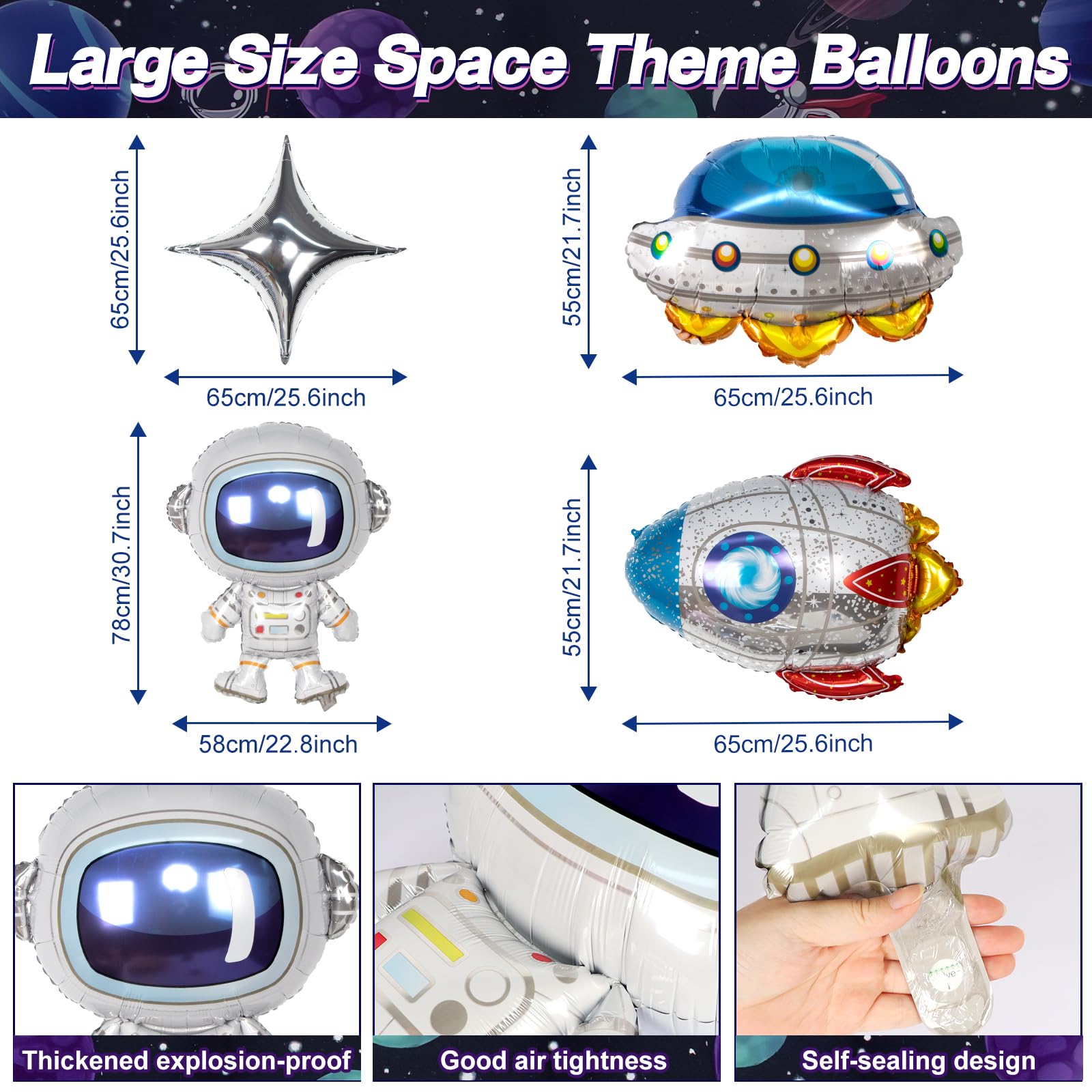 HJINGY Outer Space Party Decorations, Space Themed Party Supplies Include Space Balloons, Backdrop, Galaxy Banner, Hanging Swirls, Tablecloth, Plates, Cups, Cake Toppers for Space Birthday Decorations