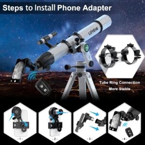 LUVONI Telescope, 90mm Aperture 900mm Telescopes for Adults Astronomy with Fine-tuning AZ Tripod, Multi-coated High Transmission Professional Refractor Telescope with Slow-motion Knobs & Phone Adapter