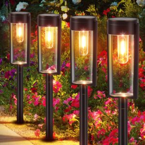 letmy solar pathway lights outdoor, upgraded 8 pack solar lights for outside, ip65 waterproof auto on/off solar landscape path lights outdoor solar lights for yard garden lawn walkway