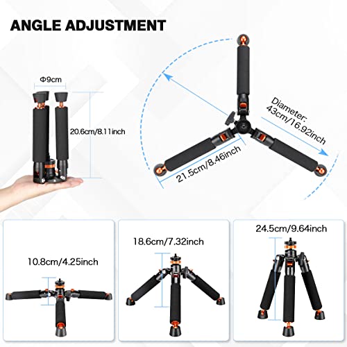 Koolehaoda Camera Aluminum Monopod with Metal Tripod Base.6 Sections 18-69inch Adjustable, Leg Diameter Φ28mm,up to 13lbs - Black