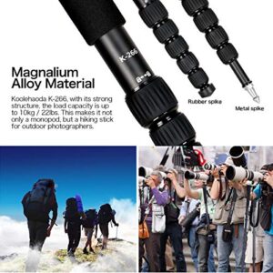 Koolehaoda Camera Aluminum Monopod with Metal Tripod Base.6 Sections 18-69inch Adjustable, Leg Diameter Φ28mm,up to 13lbs - Black