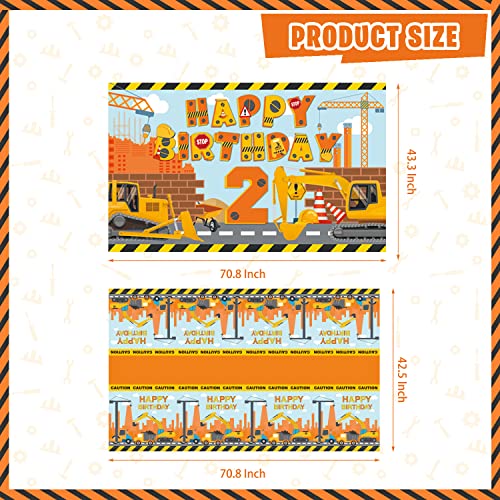 Mpanwen Construction Birthday Party Supplies for 2 Year Old Boy, 139 Pcs Dump Truck Party Decorations for Boys Baby - Backdrop, Balloons, Cupcakes Wrappers, Traffic Signs, Tablecloth, Crown and Poster