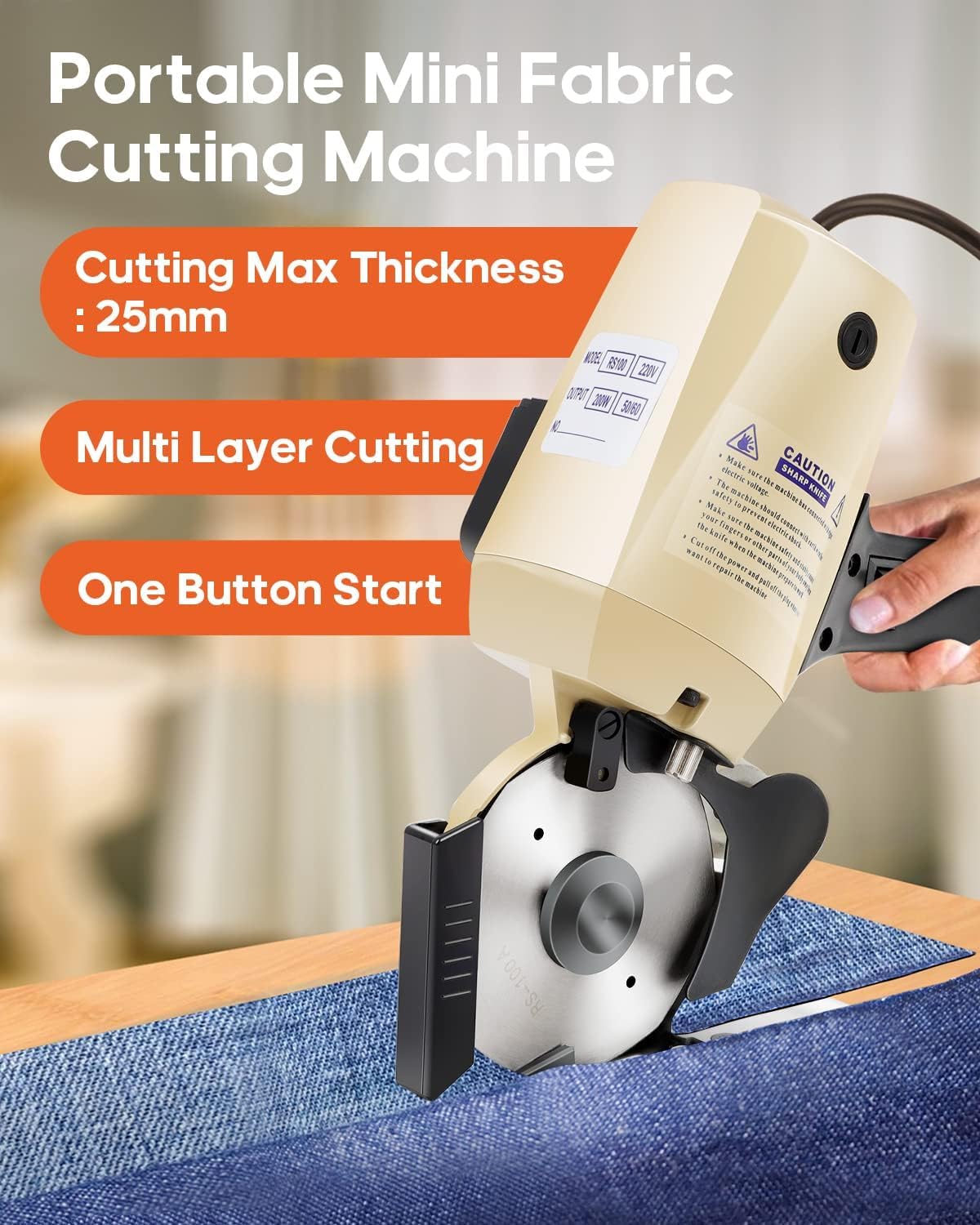 Electric Rotary Fabric Cutter, 100V Electric Cloth Cutting Machine, Octagonal Blade Cloth Cutter Electric Scissors with Automatic Sharpener, for Multi Layer Carpet Leather