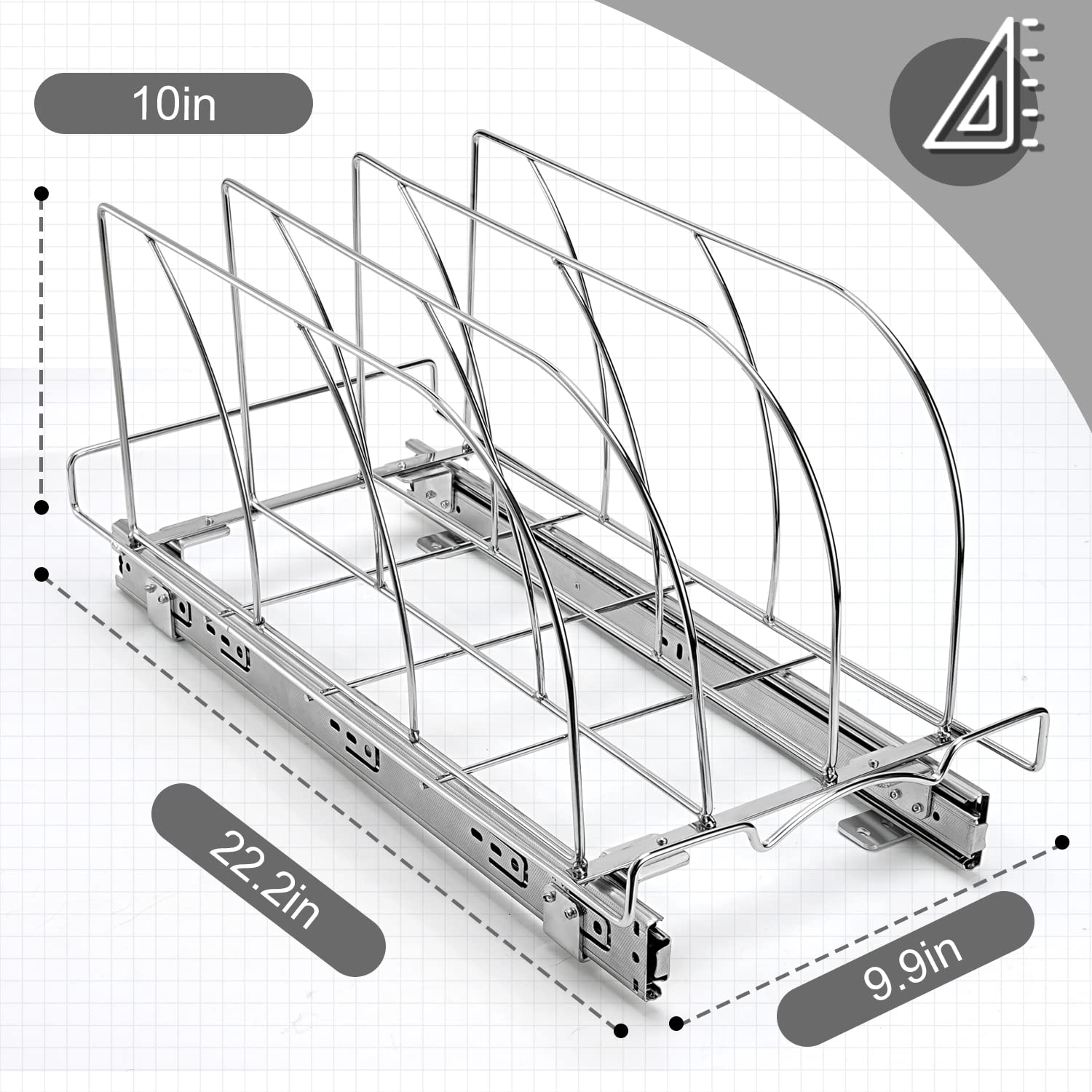 ThyLove Pull Out Cutting Board Organizer for Cabinet, Slide Out Baking Sheet Rack Storage Under Kitchen Cabinet for Pantry Cookie Sheet Bakeware and Tray 10" Wide x 22" Deep (20.87"D x 10"W x 10"H)