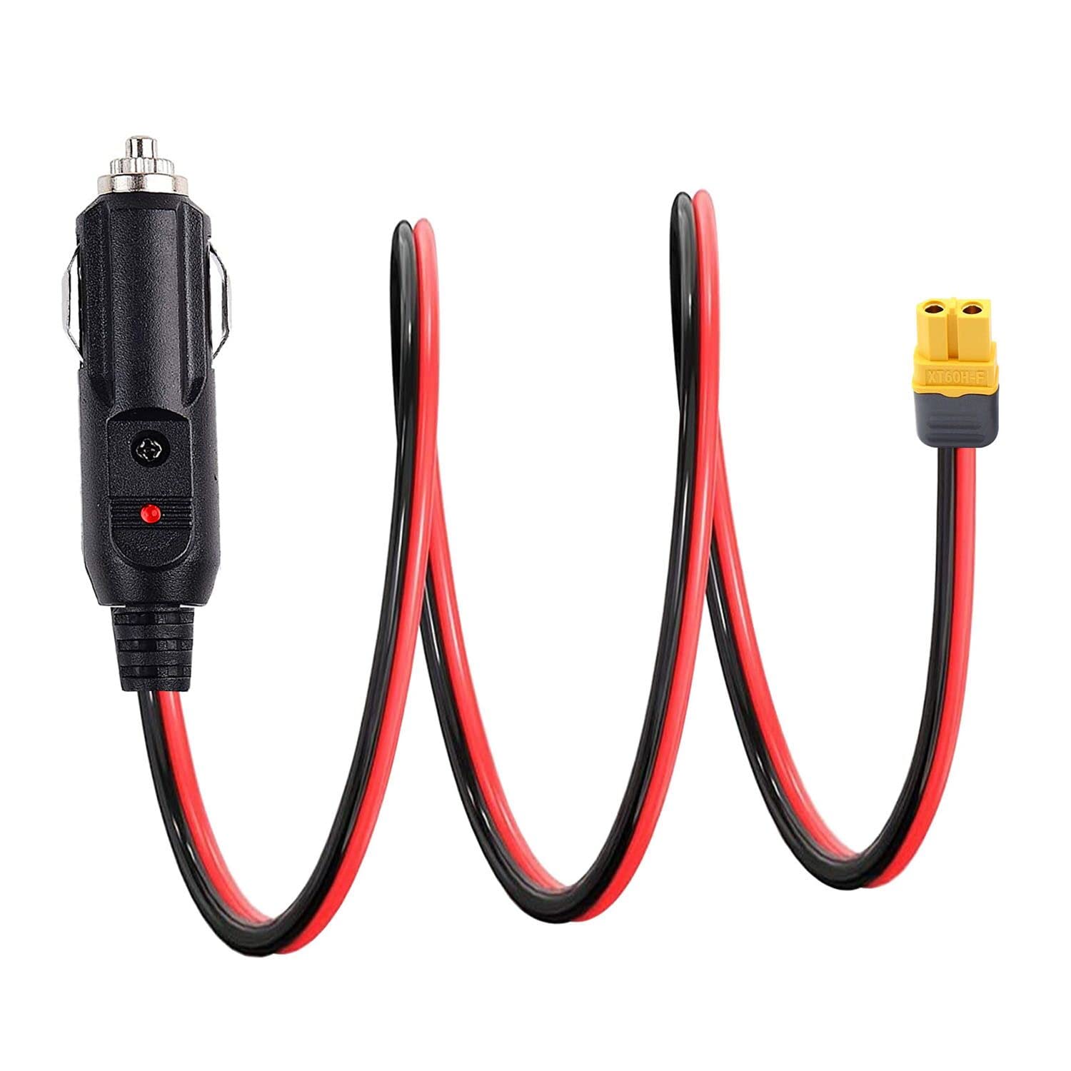 AJDPOI XT60 to Car Cigarette Lighter Plug Cigarette Lighter XT60 Extension Cable 12AWG XT60 Adapter Cable Compatible with Solar Panel RV Portable Power Station Solar Generator (3FT)