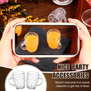 Lallisa 100 Pack Mini Plastic Beer Mugs Clear Oktoberfest Shot Glasses for Beer Fest Wedding Outdoor Sports Party BBQ Outdoor Picnics or Birthday Party