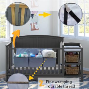 Ruyahort Hanging Diaper Caddy Organizer Sturdy and Durable Baby Organizer –Diaper Stacker for Changing Table, Crib, Playard or Wall-GREY