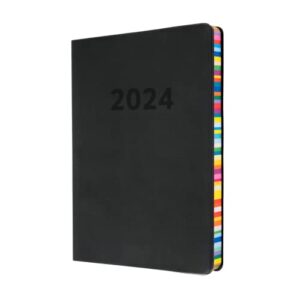 collins edge rainbow 2024 diary a5 week to view planner - lifestyle planner and organiser for office, work, personal and home - january to december 2024 diary - weekly - charcoal - ed153.u96-24