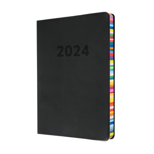 Collins Edge Rainbow 2024 Diary A5 Week to View Planner - Lifestyle Planner and Organiser for Office, Work, Personal and Home - January to December 2024 Diary - Weekly - Charcoal - ED153.U96-24