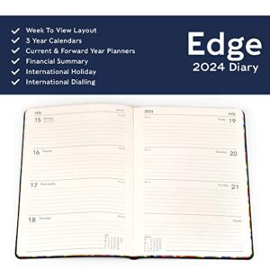 Collins Edge Rainbow 2024 Diary A5 Week to View Planner - Lifestyle Planner and Organiser for Office, Work, Personal and Home - January to December 2024 Diary - Weekly - Charcoal - ED153.U96-24