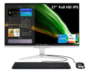 acer aspire c27-1655-uri5 aio desktop | 27" full hd ips display | 11th gen intel core i5-1135g7 | intel iris xe graphics | 8gb ddr4 | 512gb nvme m.2 ssd | intel wireless wi-fi 6 | windows 11 home