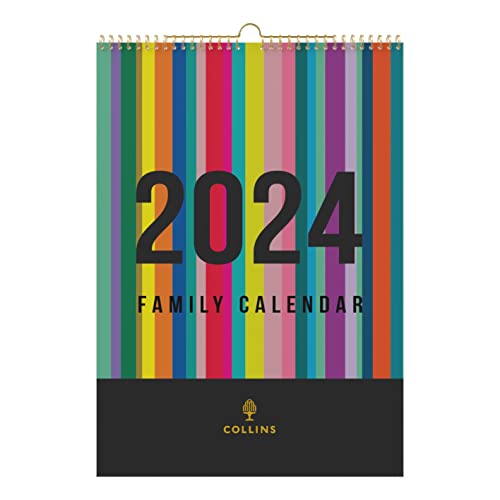 Collins Edge Rainbow 2024 Family Wall Calendar - Lifestyle Planner and Organiser for Office Work Personal and Home - January to December 2024 Diary - Weekly - - EDFC135-24 Black