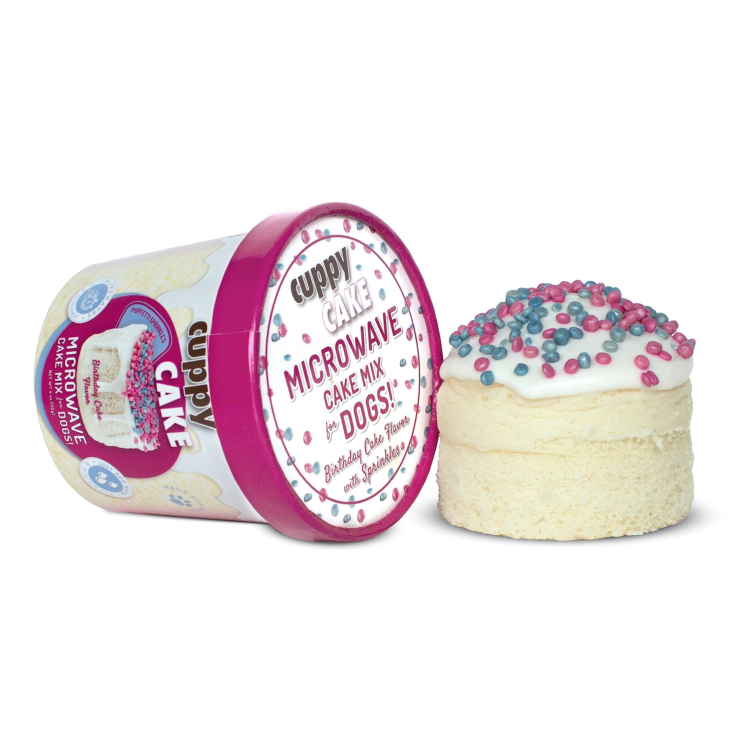 Cuppy Cake Microwave Cake in a Cup for Dogs, Just Add Water and Microwave (Birthday Cake Flavor) Made in USA