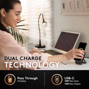 DURACELL Micro 5 Portable Charger | Foldable 5,000mAh Power Bank | MagSafe Compatible Wireless Portable Charger for iPhone | Dual Charge - Wireless Magnetic Charging + USB C | TSA Carry-On Compliant