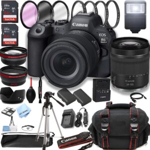 canon eos r6 mark ii mirrorless digital camera with rf 24-105mm f/4-7.1 stm lens + 128gb memory + case + tripod + filters (38pc bundle)