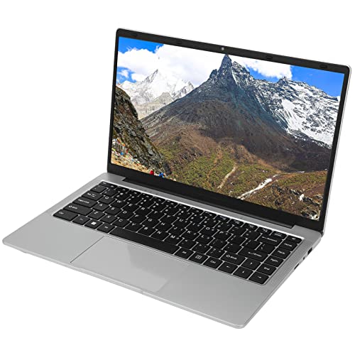 Acogedor 14in Slim Laptop, 1920x1080 HD Screen, 6G RAM, for Intel J4105 CPU, with Touchpad Keyboard, Webcam, HDMI, Bluetooth, Thin Portable Laptop Computer (Silver)