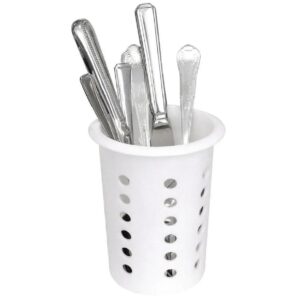 Soro Essentials- Set of 4 Plastic Flatware Cylinders White Color- Utensil Holders Silverware Utensil Drying Cylinders Home Kitchen Daily Use Utensil Drainer Silverware Caddy Organizer