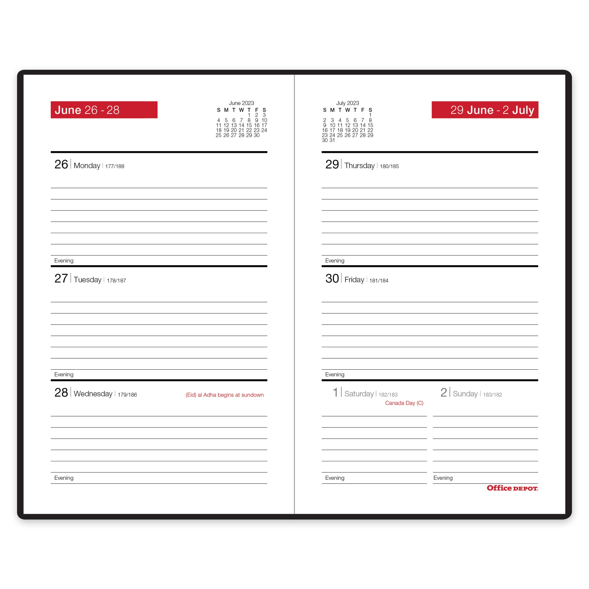 2023-2024 Office Depot® Brand Weekly Academic Planner, 4" x 6-3/8", 30% Recycled, Black, July 2023 to June 2024