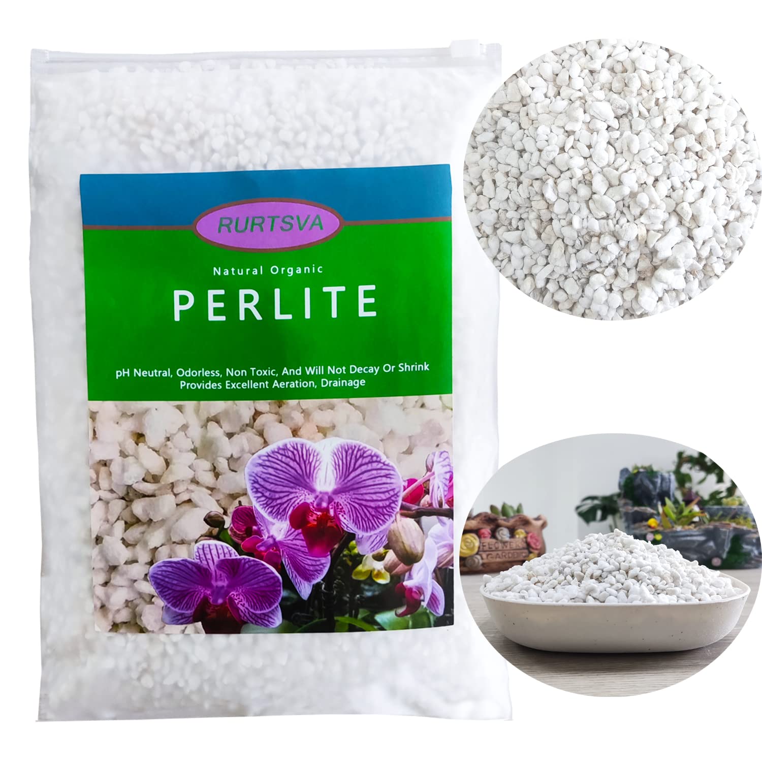 Natural Organic Perlite 5QT for Plants Potting Mix Indoor Outdoor Garden Soil Amendment for Enhanced Drainage, Seed Starter, Root Growth for Succulents, Cactus, Orchids, Money Trees, Vegetables