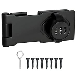 i-easydww cabinet password hasp lock, cabinet keyless lock with screws, cabinet combination lock for small door, cabinets, barn door, bathroom, outdoor, garage, garden, black